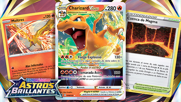 Triple jugada de JCC Pokémon: barajas de Charizard V-ASTRO